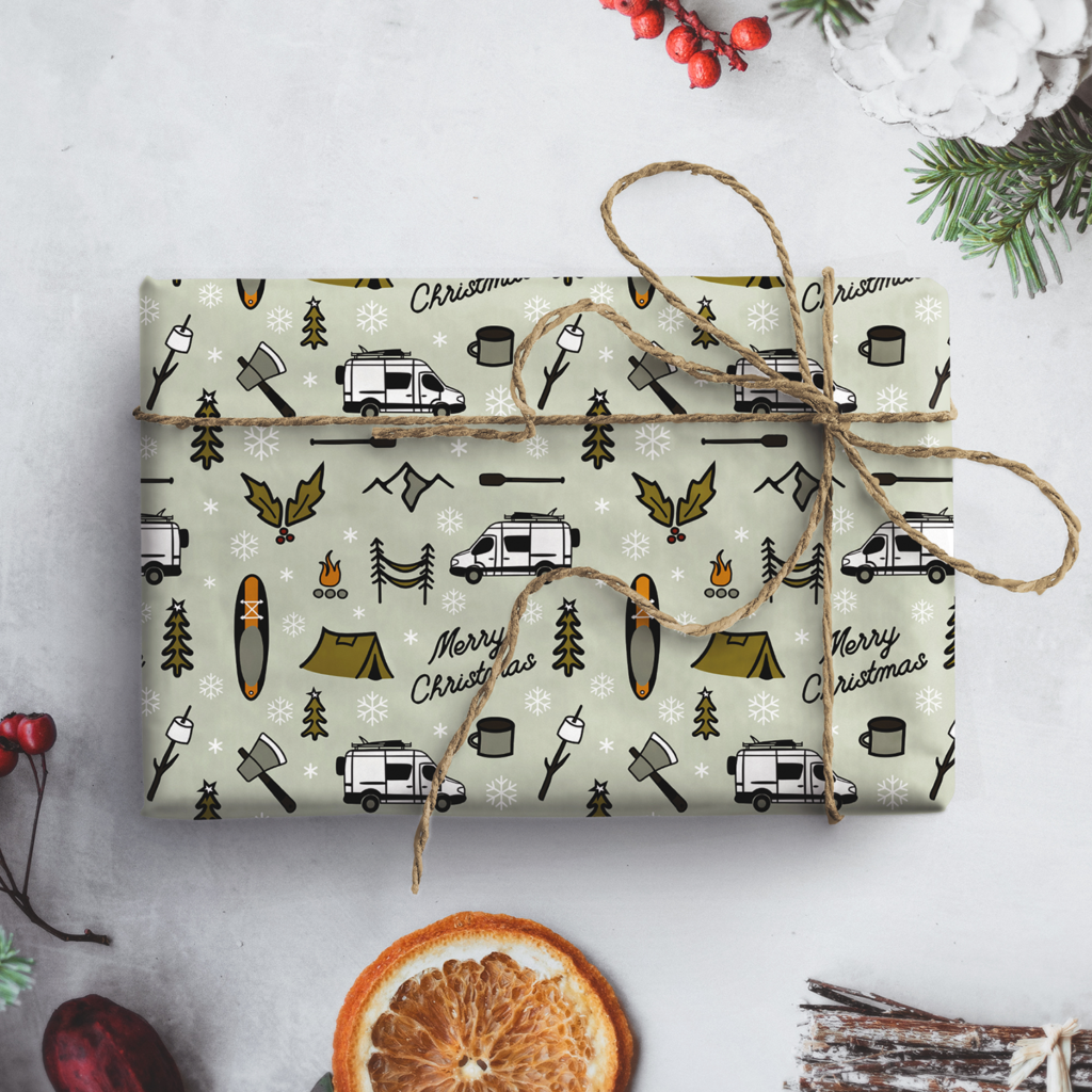 Campervan Adventure Christmas Wrapping Paper - Pine & Embers